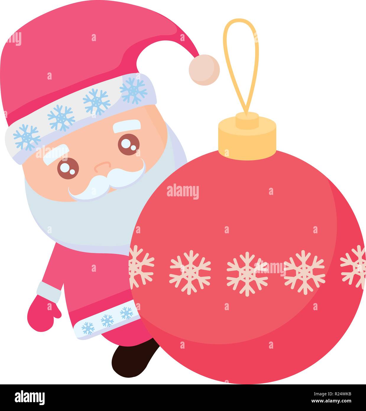 cartoon santa claus with christmas ball over white background, vector ...
