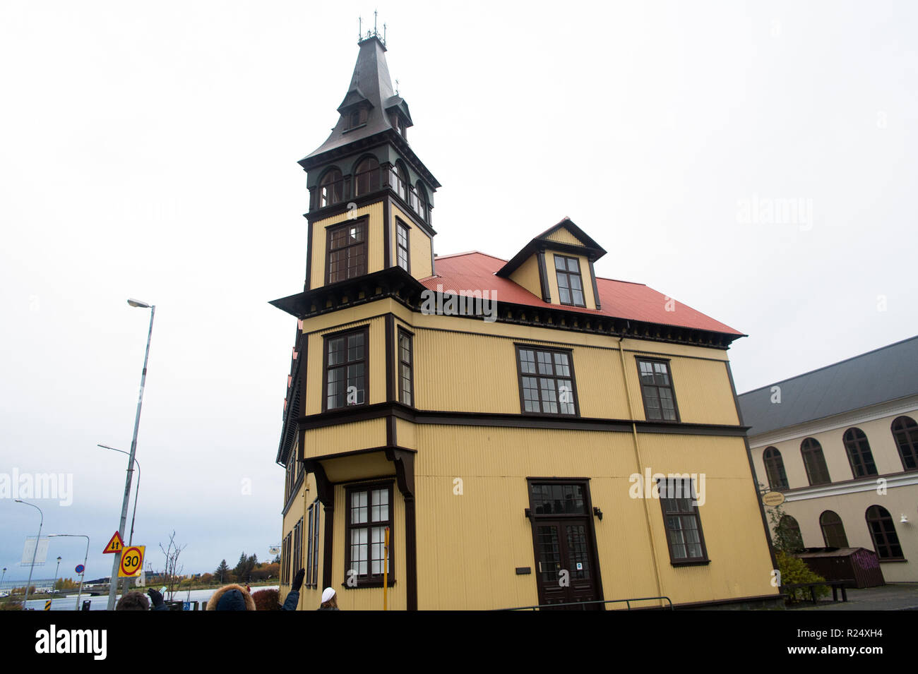 Beautiful old architecture concept. Building scandinavian style with ...