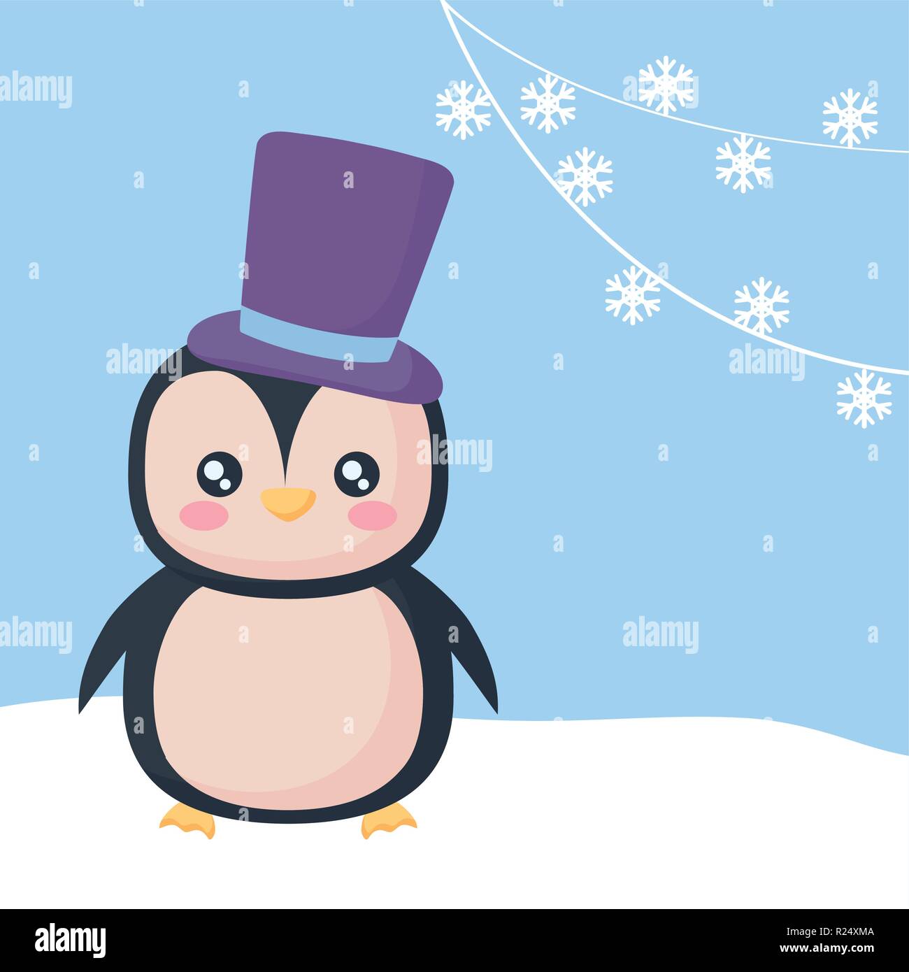 christmas penguin icon blue background, vector illustration Stock ...