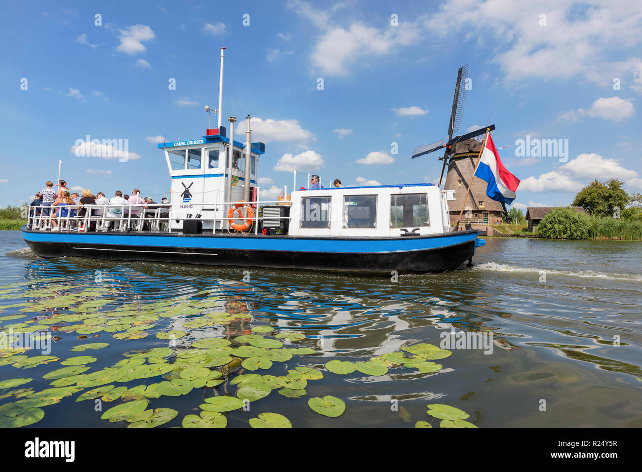 Boat Tour At Windmills Of Kinderdijk, Netherlands Stock Photo - Alamy