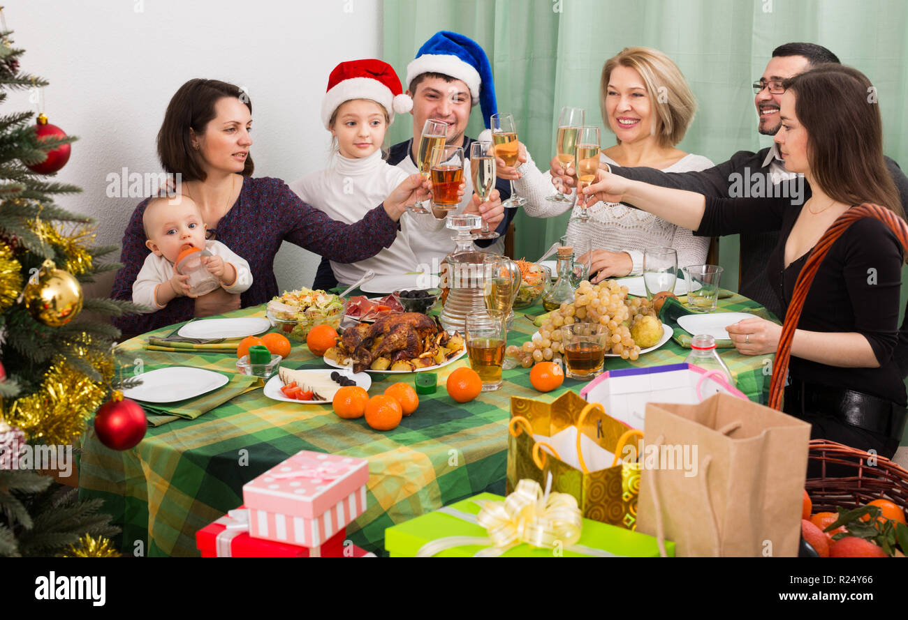All family together celebrating Christmas with kids and parents Stock ...