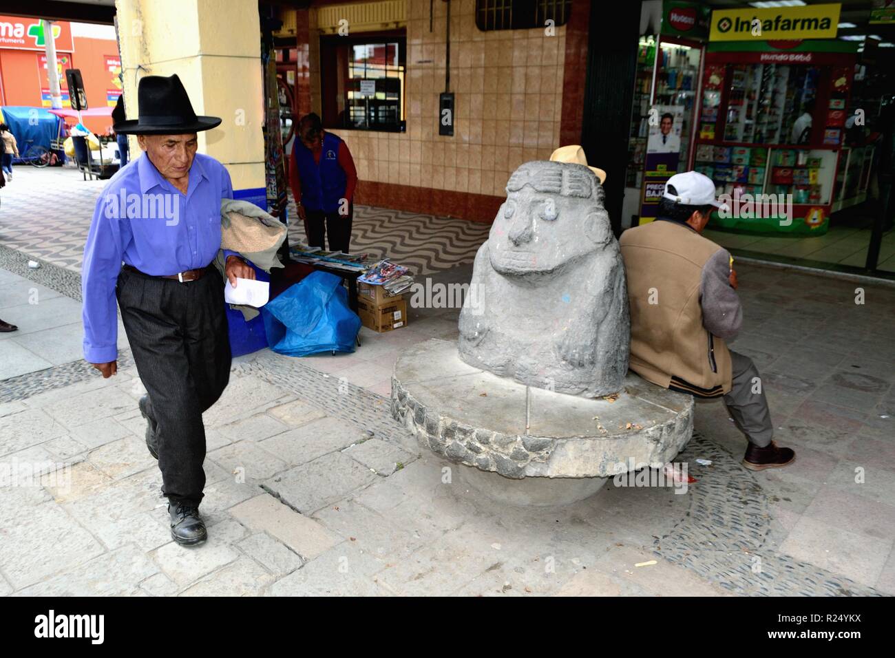 Sculpture of the Recuay culture in HUARAZ. Department of Ancash.PERU ...