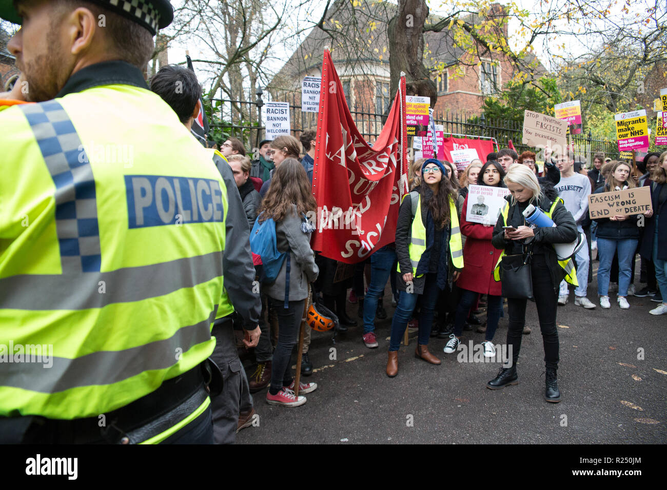 Oxford, UK 16th November 2018. Oxford union protest. Steve Bannon ...