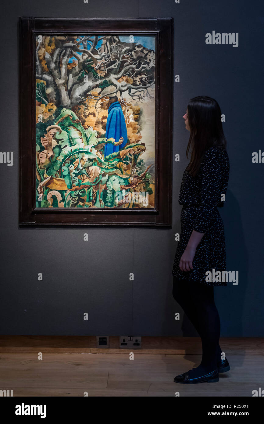 London, UK. 16th Nov 2018. Edward Burra, Blue Robed Figure Under a Tree ...