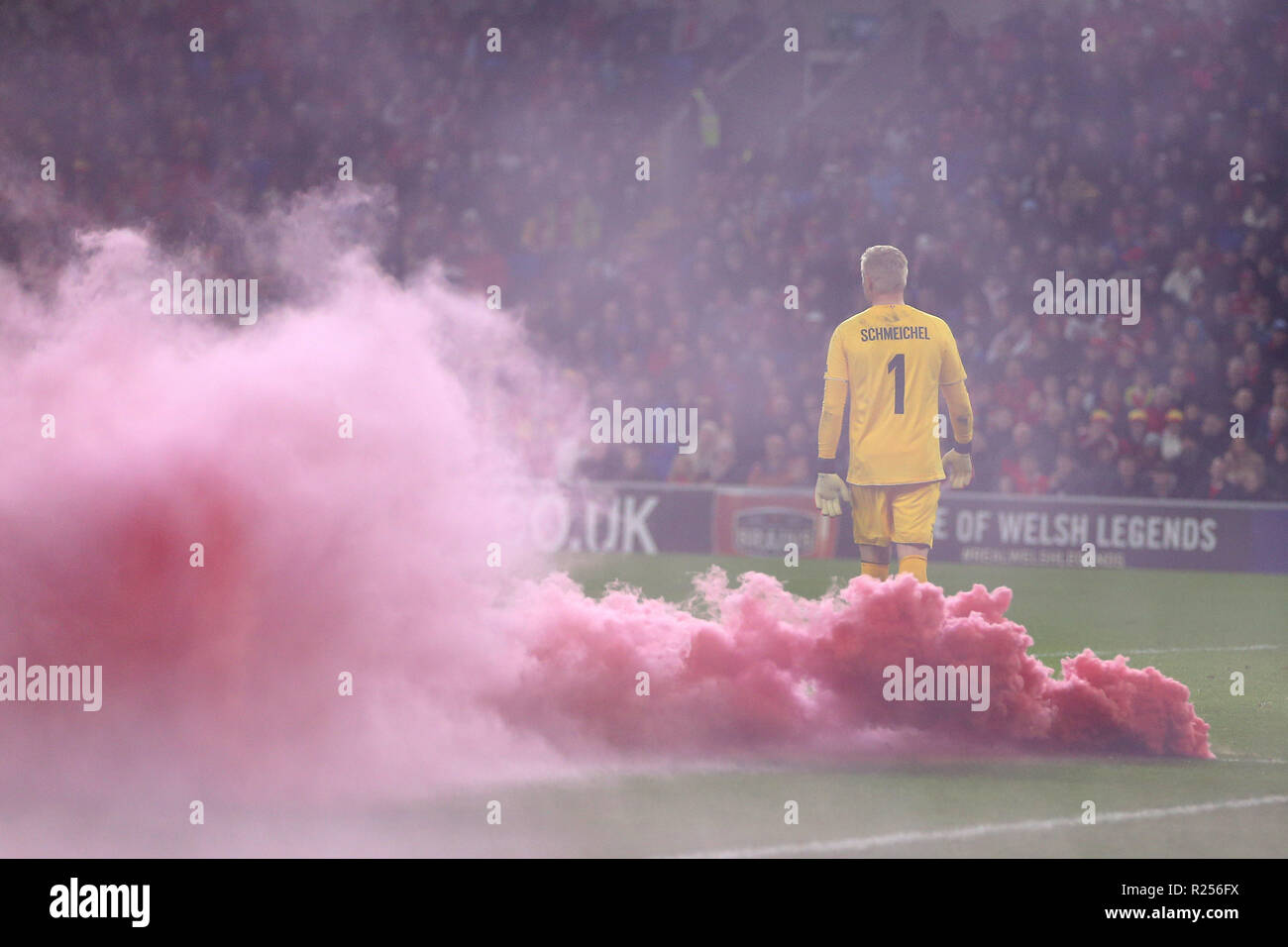 Smoke bomb on football pitch hi-res stock photography and images - Alamy