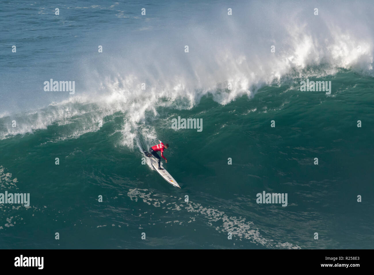 Lucas Chianca surfing at Nazaré Challenge of the WSL Stock Photo - Alamy