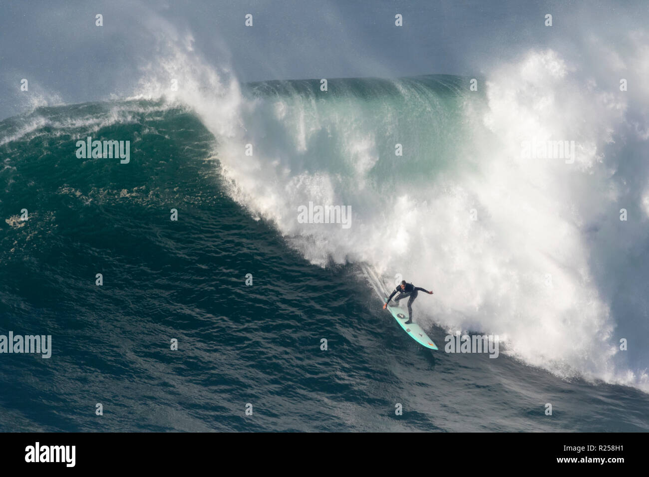 Alex Botelho surfing at Nazaré Challenge of the WSL Stock Photo - Alamy