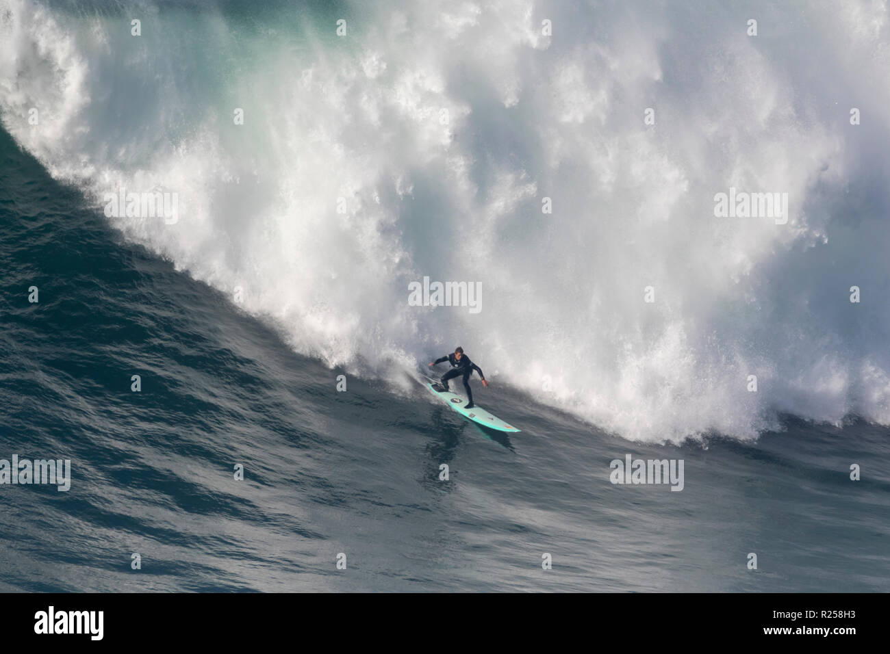 Alex Botelho surfing at Nazaré Challenge of the WSL Stock Photo - Alamy