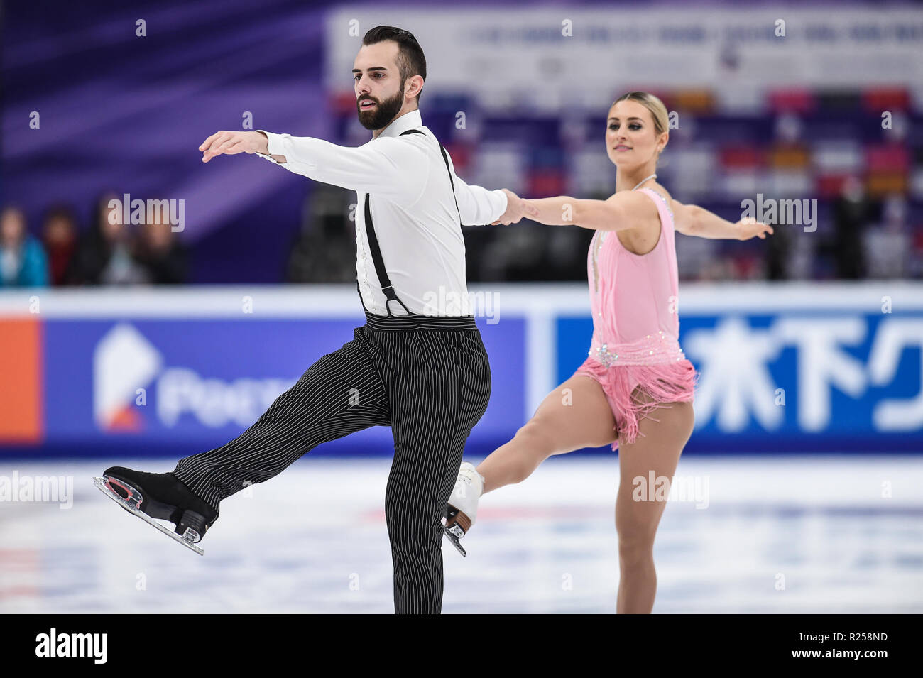 Moscow, Russia. 16th Nov, 2018. Ashley Cain and Timothy Leduc (L) of ...