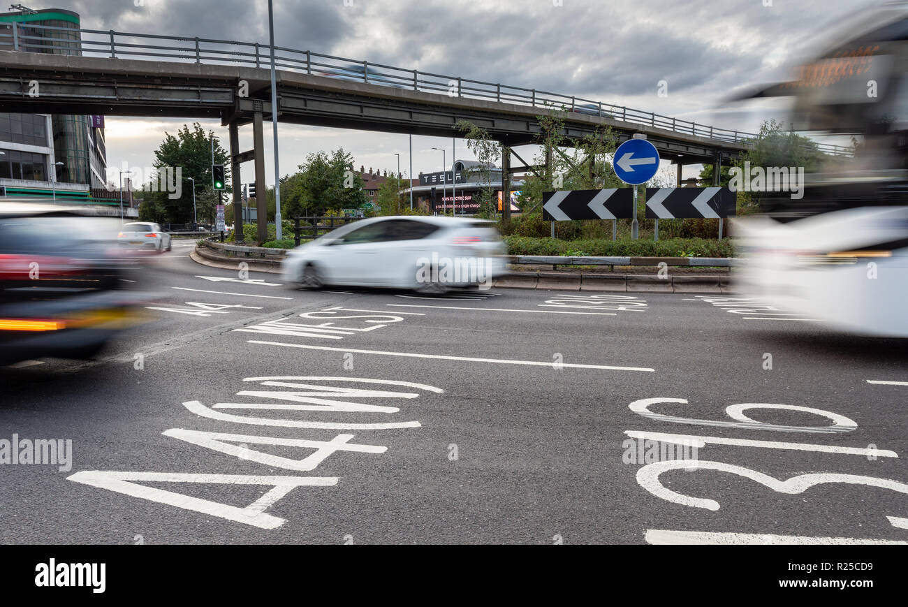 London, England, UK - September 9, 2018: Traffic speeds through the ...