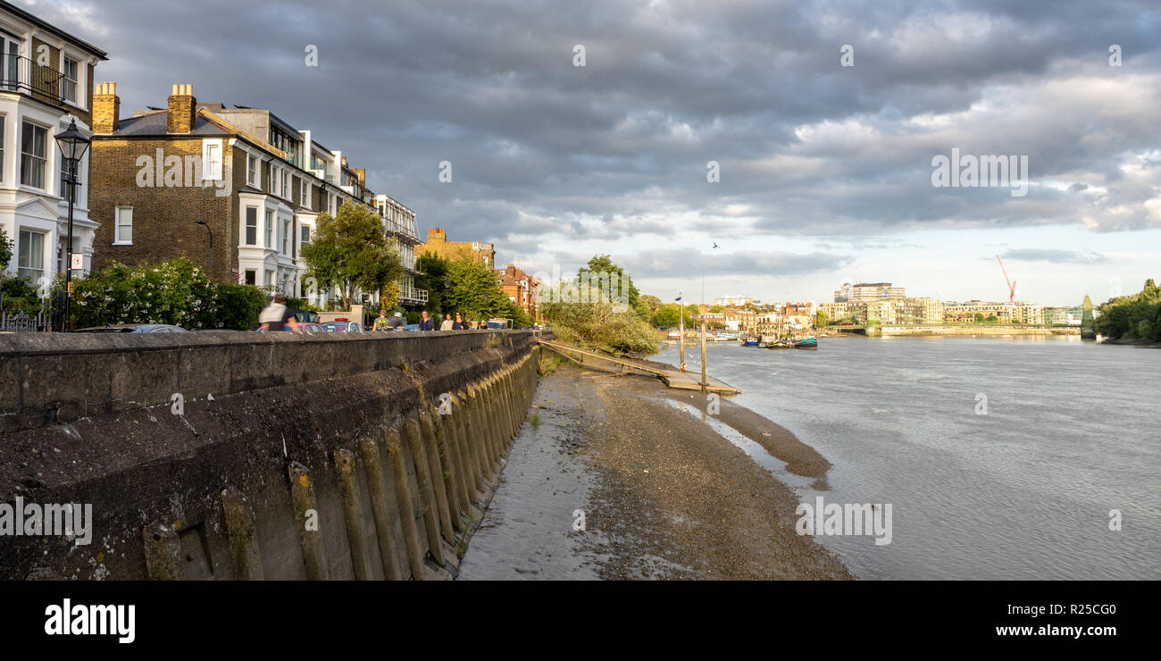 London, England, UK - September 9, 2018: Houses stand on Upper Mall in ...