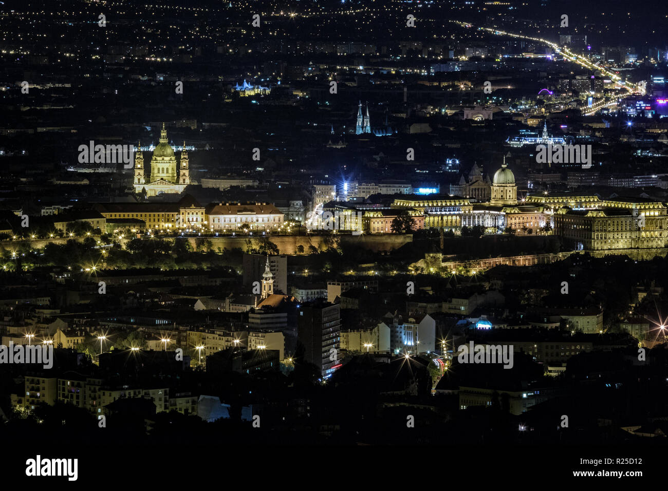Night view of Budapest from a high point Stock Photo - Alamy