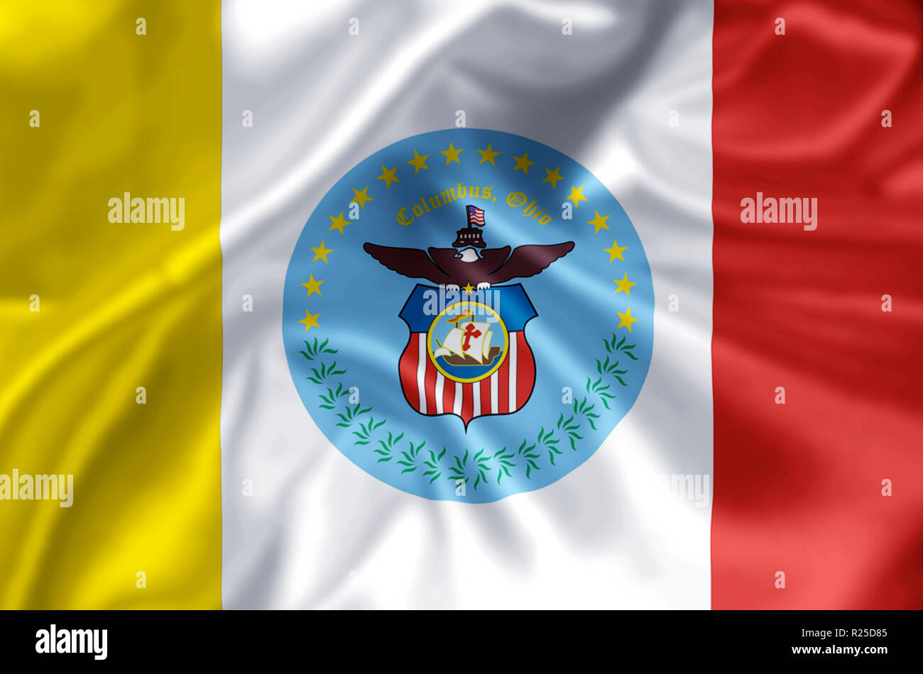 Columbus Ohio waving and closeup flag illustration. Perfect for ...