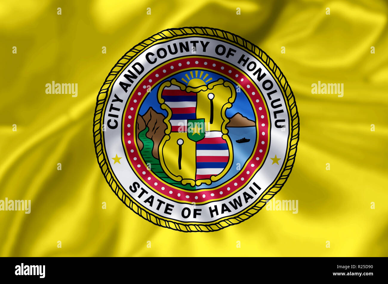 Honolulu Hawaii waving and closeup flag illustration. Perfect for ...