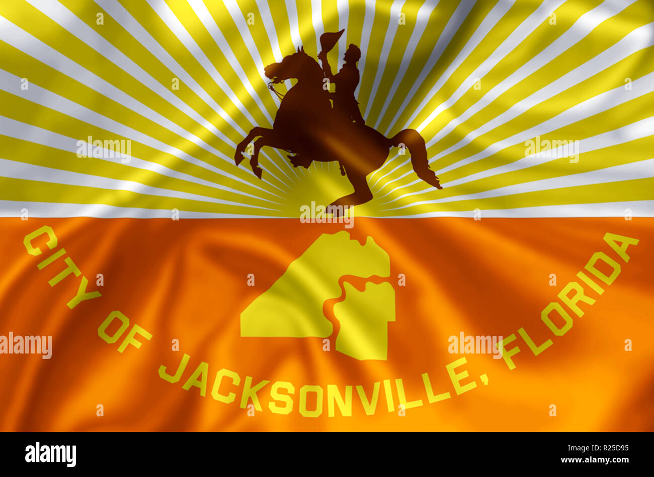 Jacksonville Florida waving and closeup flag illustration. Perfect for ...