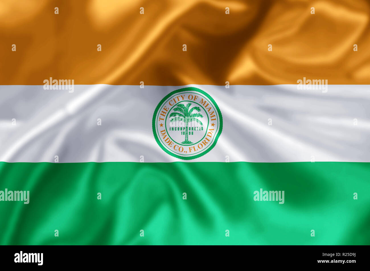 Miami Florida waving and closeup flag illustration. Perfect for ...