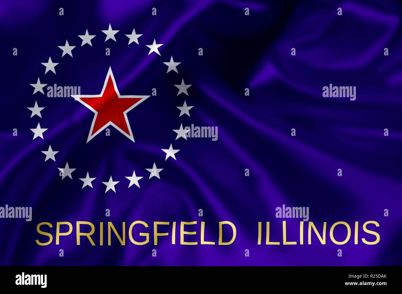 Springfield Illinois waving and closeup flag illustration. Perfect for ...