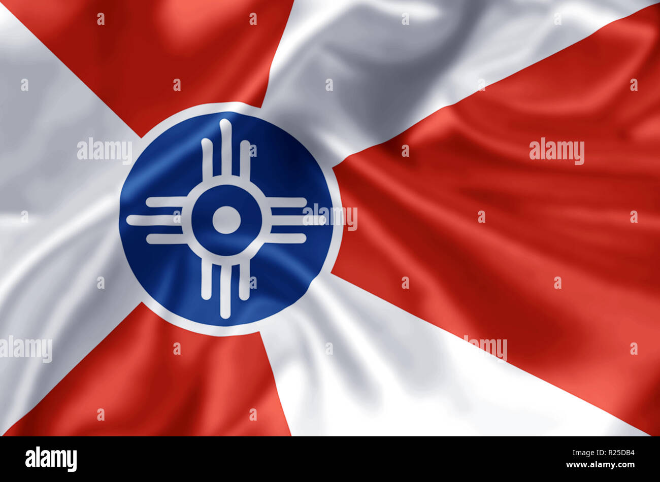 Wichita Kansas waving and closeup flag illustration. Perfect for ...