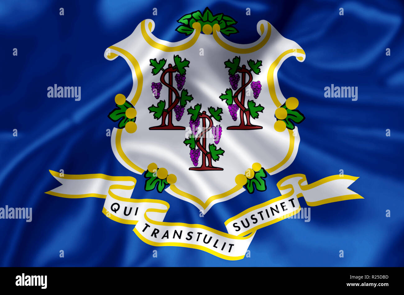 Connecticut waving and closeup flag illustration. Perfect for ...