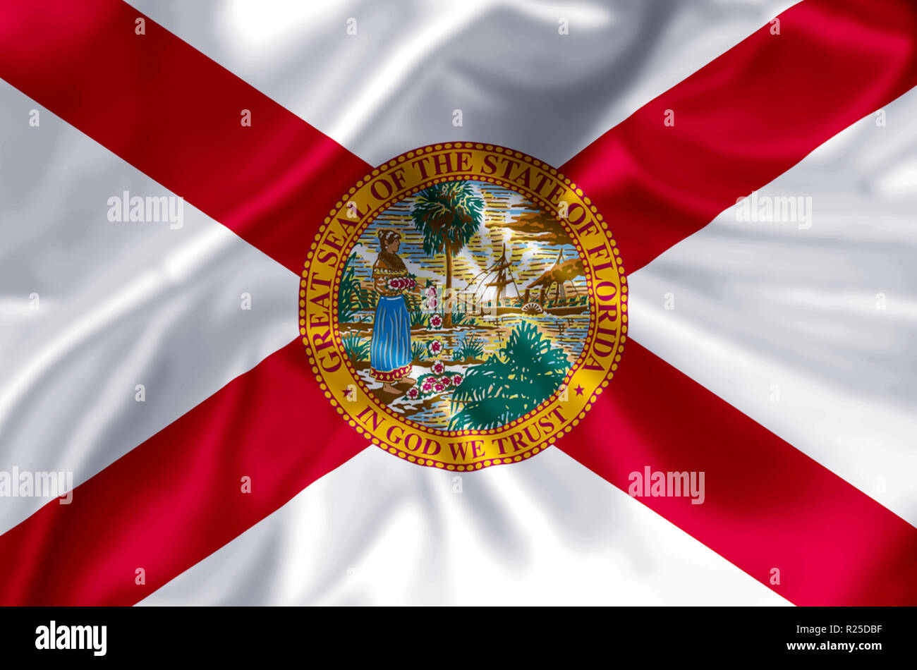 Florida waving and closeup flag illustration. Perfect for background or ...