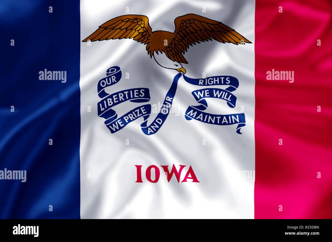 Iowa waving and closeup flag illustration. Perfect for background or ...