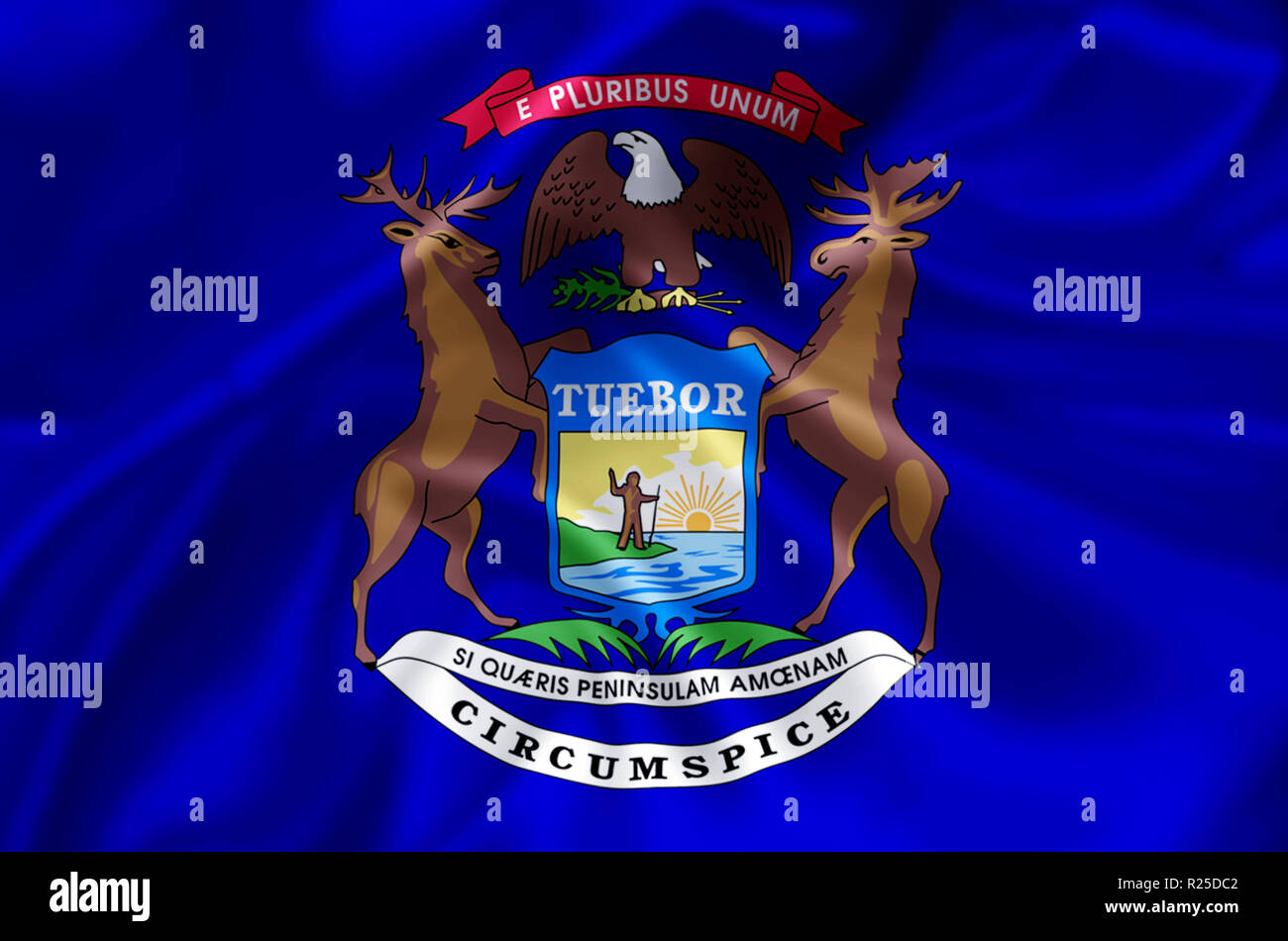 Michigan waving and closeup flag illustration. Perfect for background ...