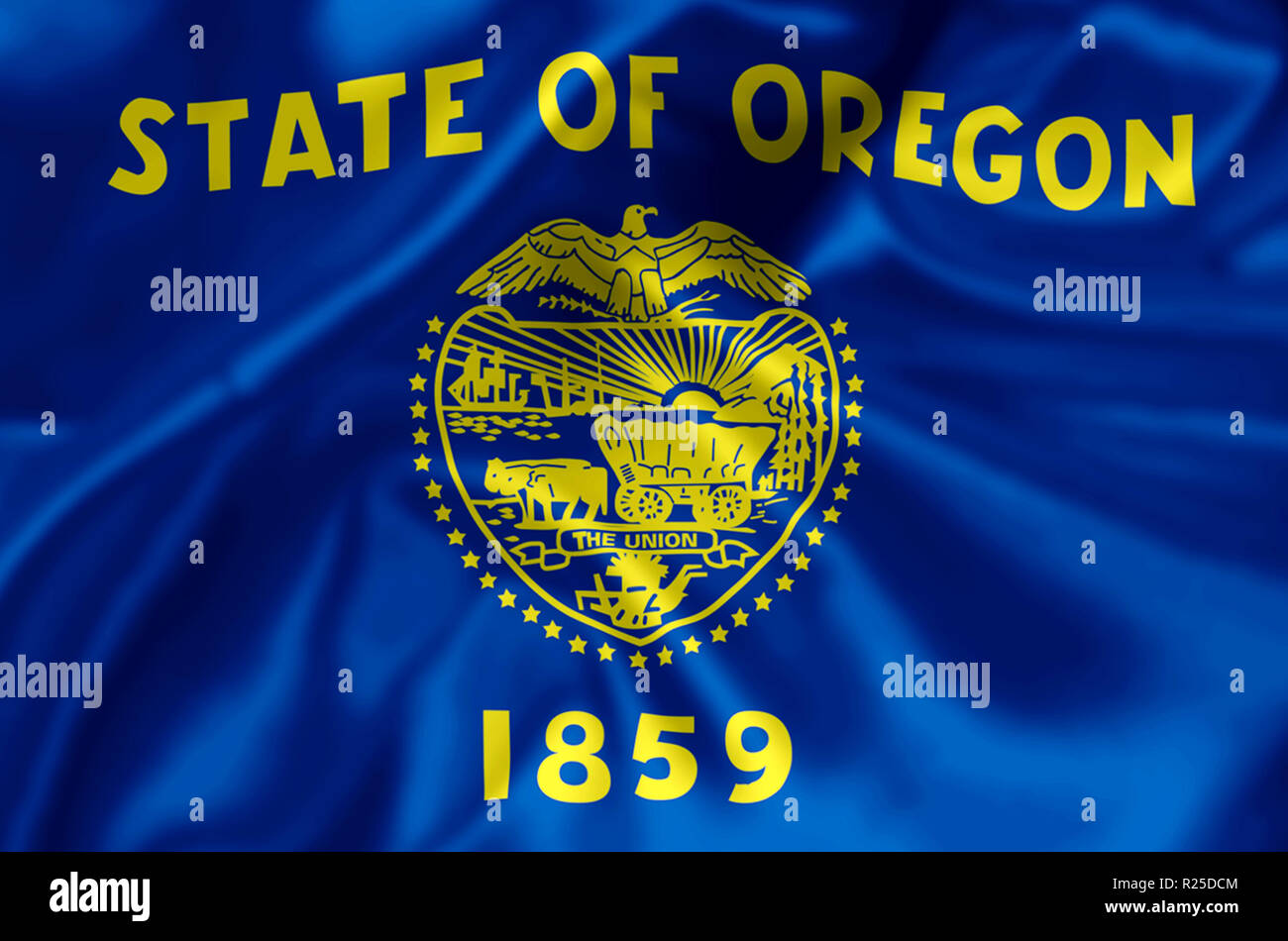 Oregon waving and closeup flag illustration. Perfect for background or ...