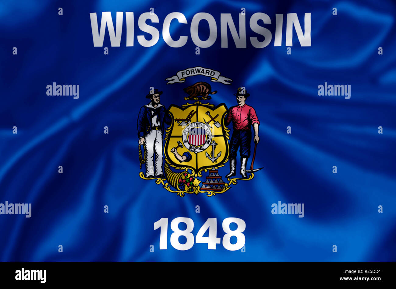 Wisconsin waving and closeup flag illustration. Perfect for background ...