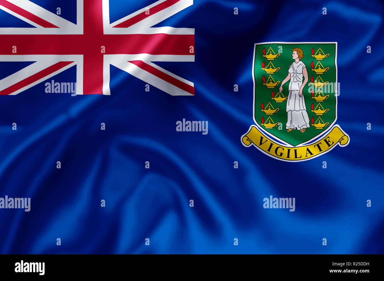 British virgin islands waving and closeup flag illustration. Perfect ...