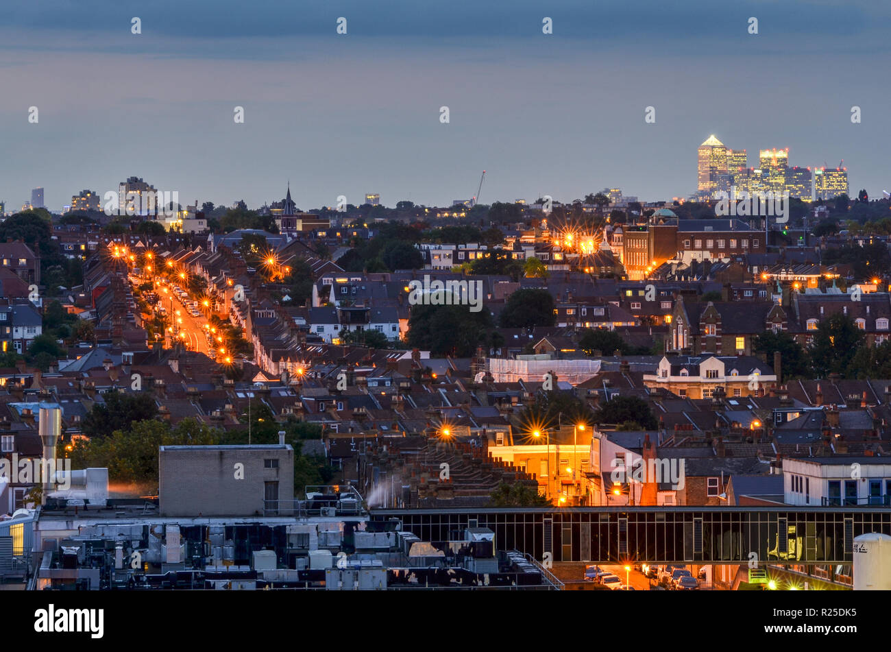London, England, UK -- June 24, 2013: Streets of terraced housing fills ...