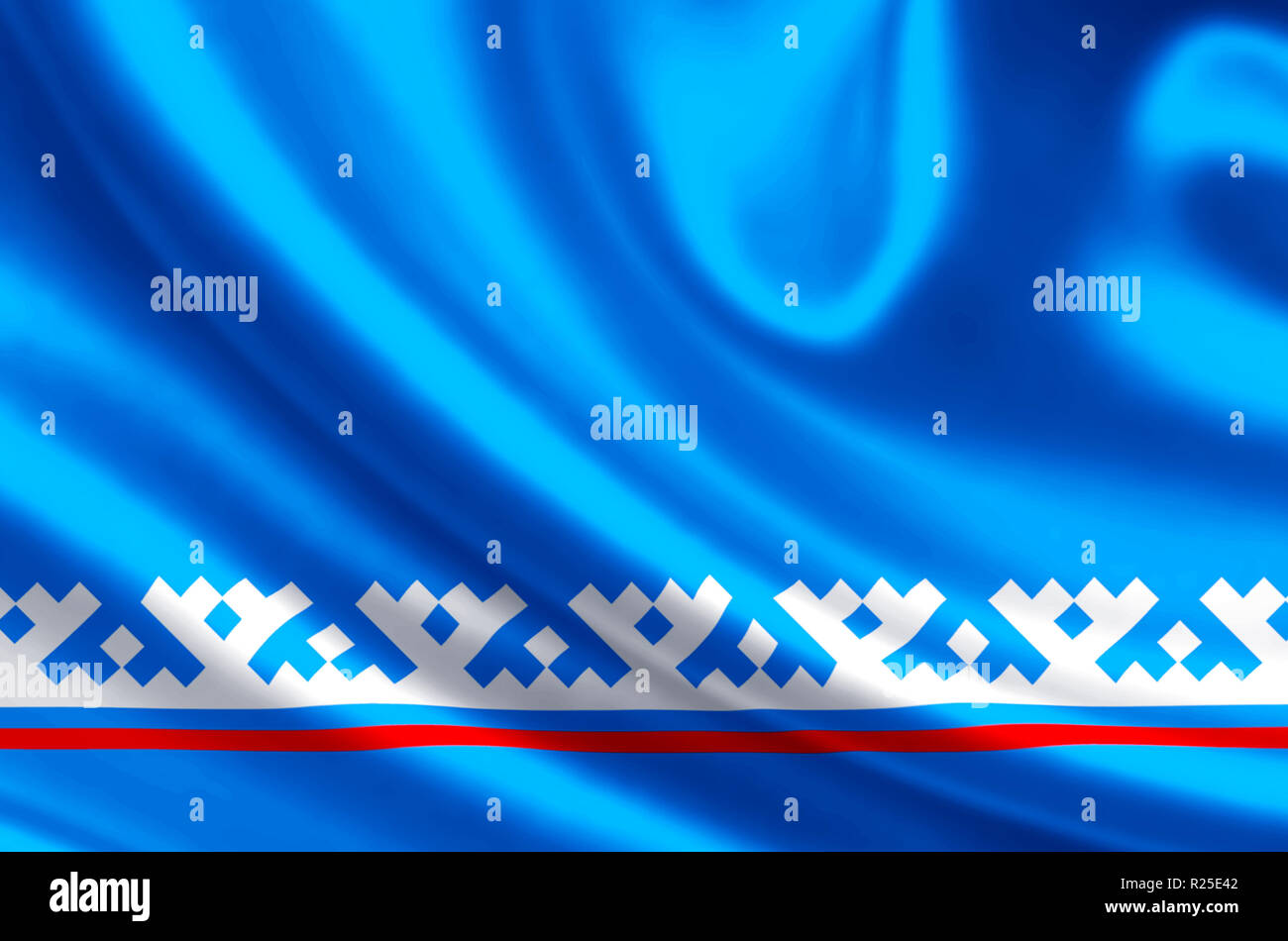 Yamal-Nenets Autonomous District waving and closeup flag illustration ...