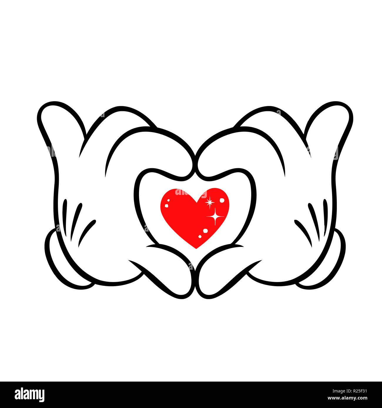 Mickey Mouse Hands Heart Drawing