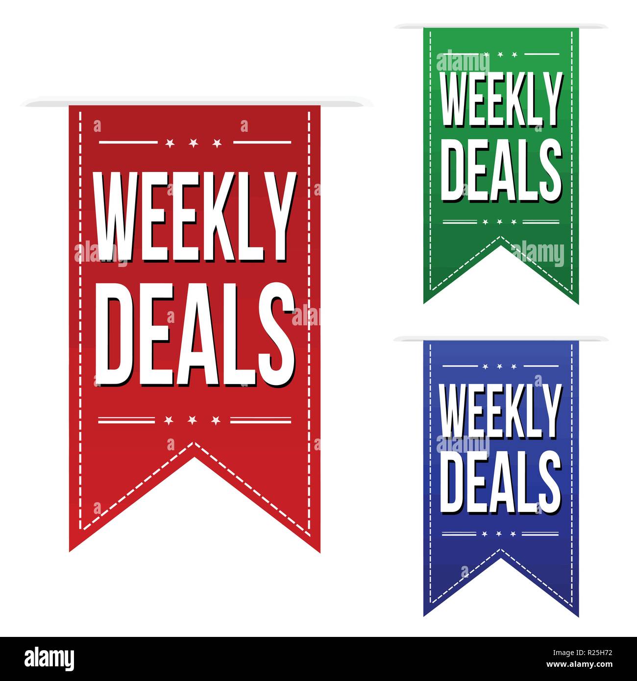 Weekly deals banner design set on white background, vector illustration ...