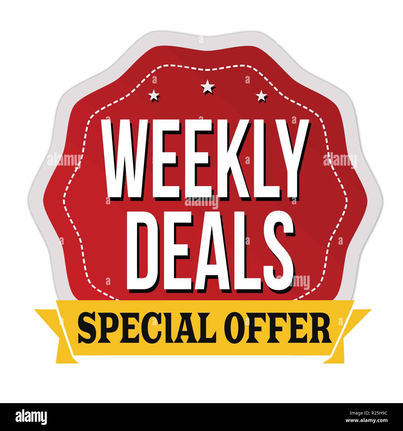 Weekly deals label or sticker on white background, vector illustration ...