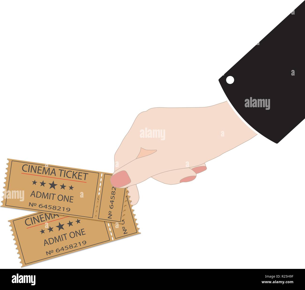 hand holds tickets on a white background Stock Vector Image & Art - Alamy