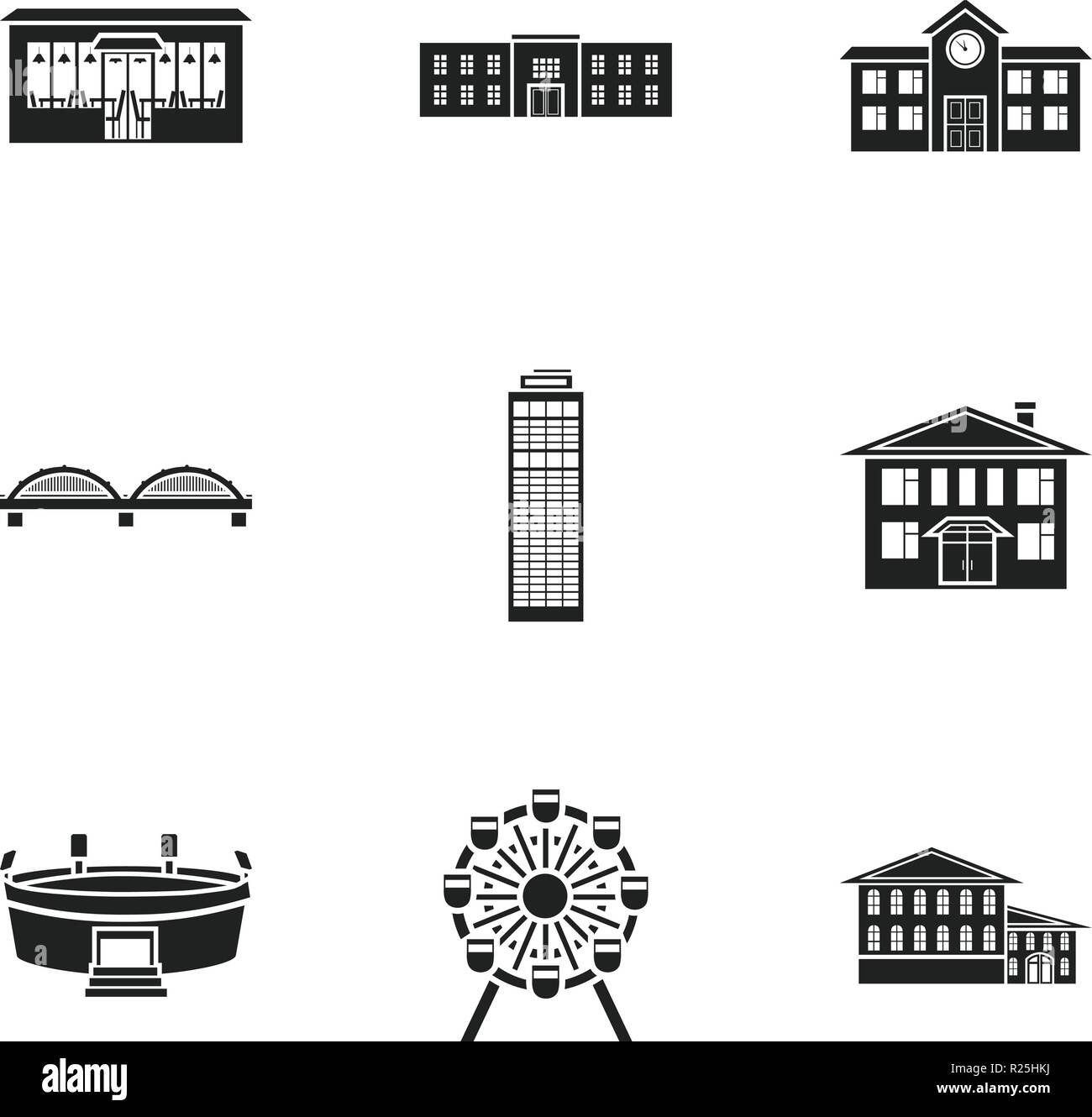 Building set icons in black style. Big collection of building vector ...