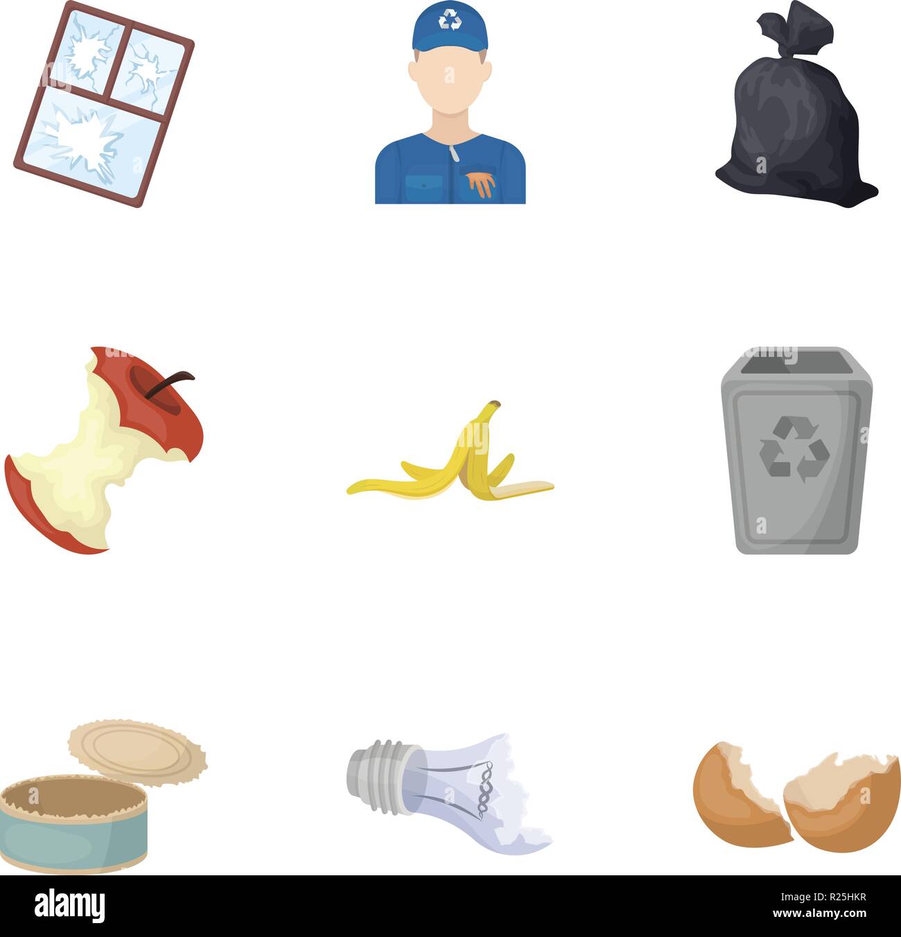 Trash and garbage set icons in cartoon design. Big collection of trash ...