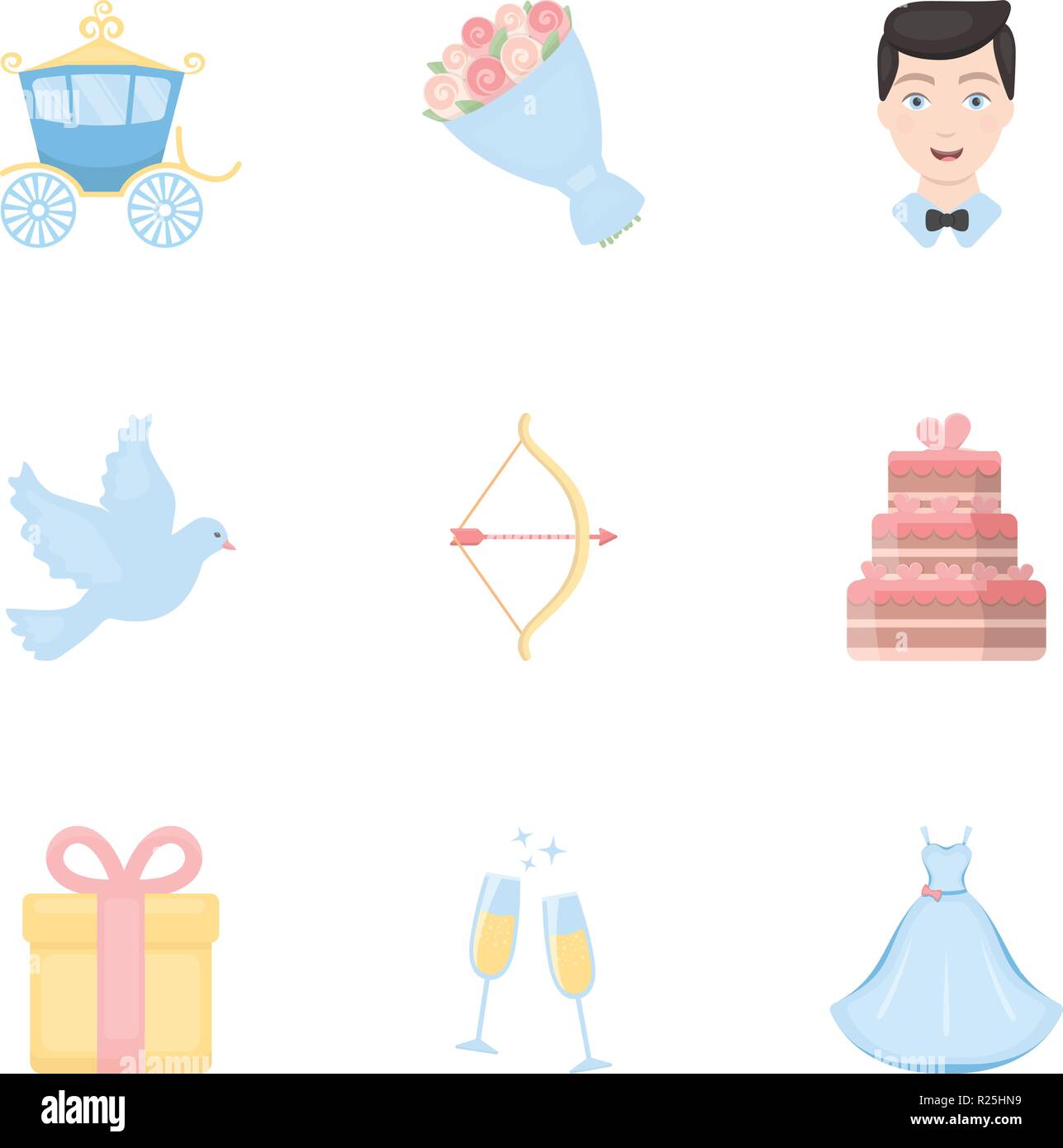 Weeding set icons in cartoon style. Big collection of wedding vector ...