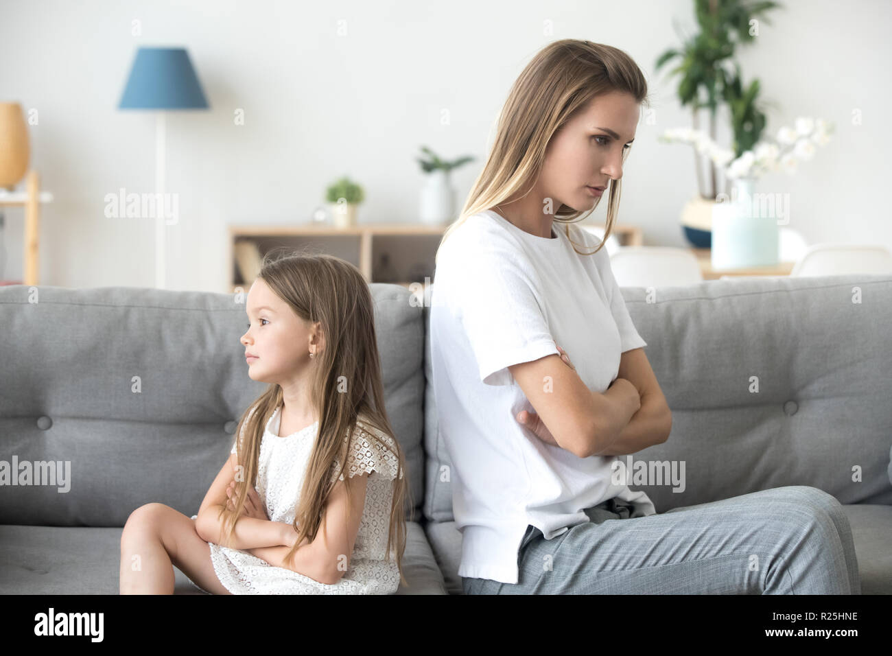 Mother talking sad girl child hi-res stock photography and images - Alamy
