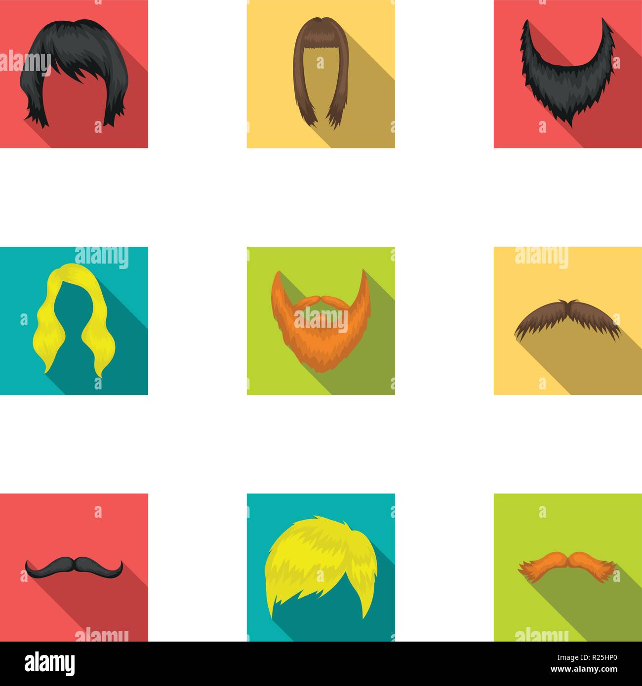 Beard set icons in flat style. Big collection of beard vector symbol ...