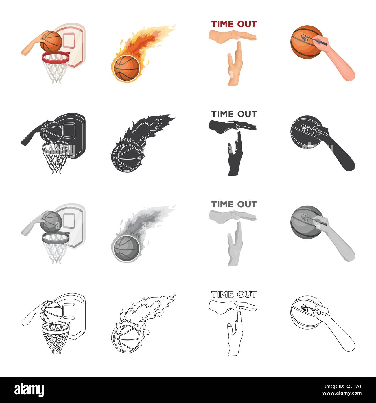 Basketball, game, training, and other icon in cartoon style.Ball, throw ...