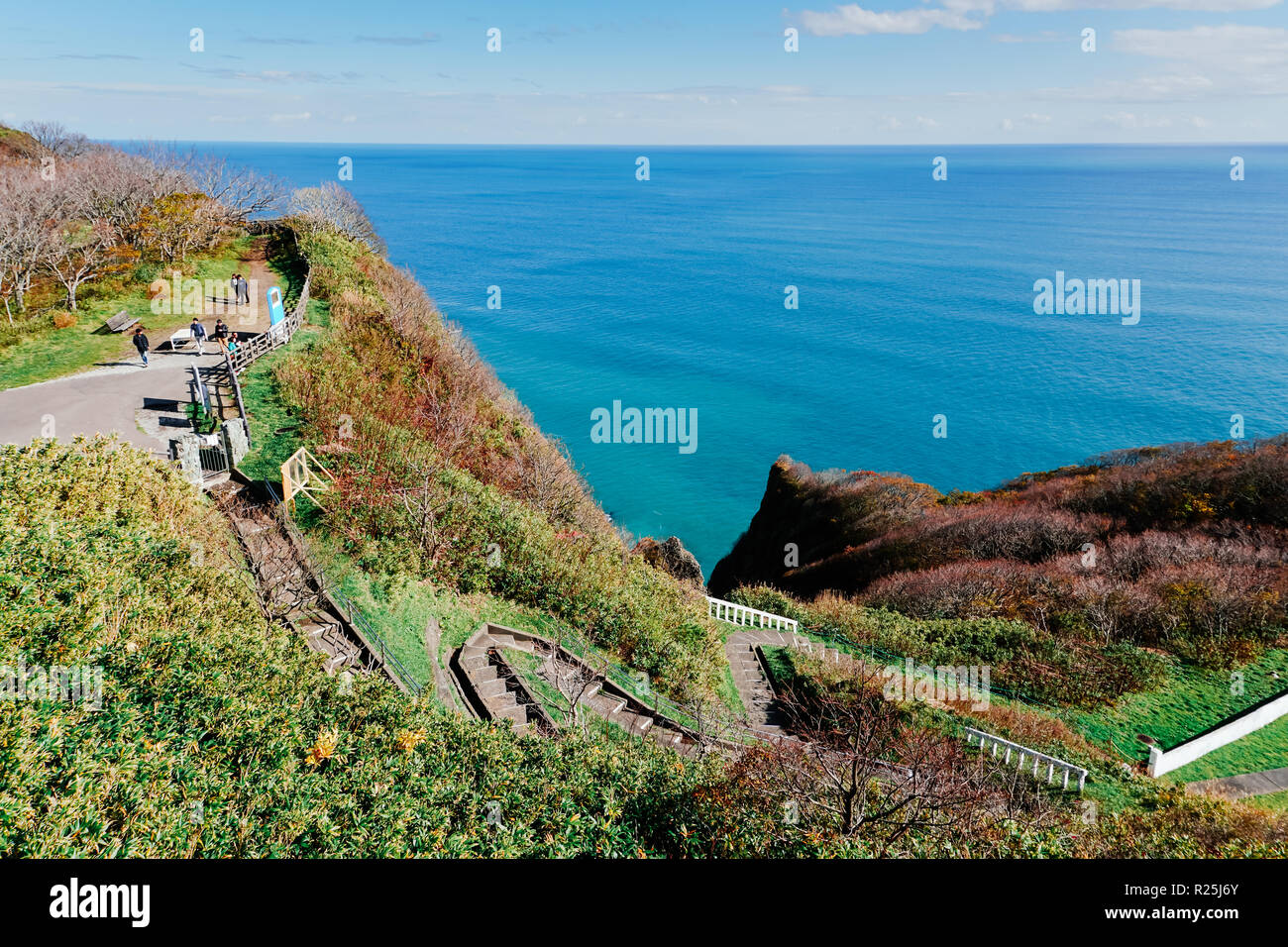Sightseeing and ocean with blue sky at cape Chikyu Hokkaido Japan Stock Photo - Alamy