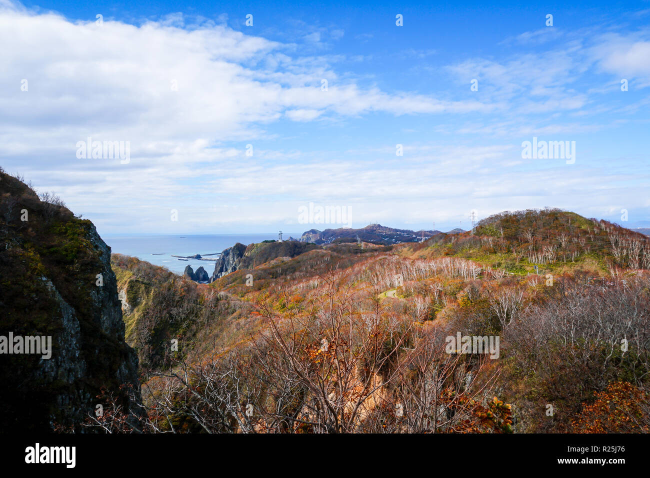 Sightseeing and ocean with blue sky at cape Chikyu Hokkaido Japan Stock Photo - Alamy