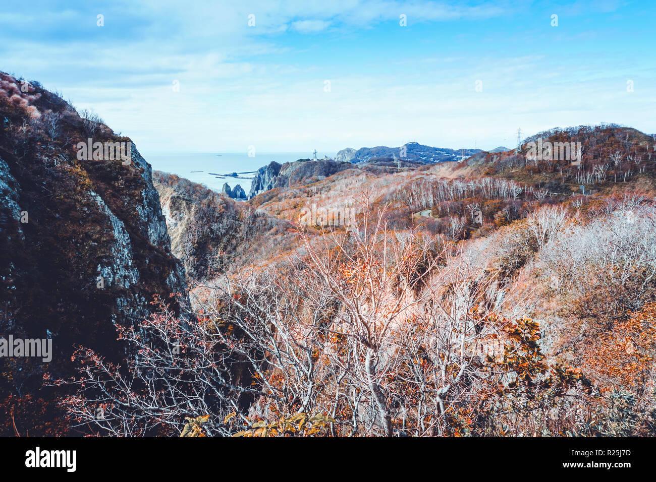 Sightseeing and ocean with blue sky at cape Chikyu Hokkaido Japan Stock Photo - Alamy