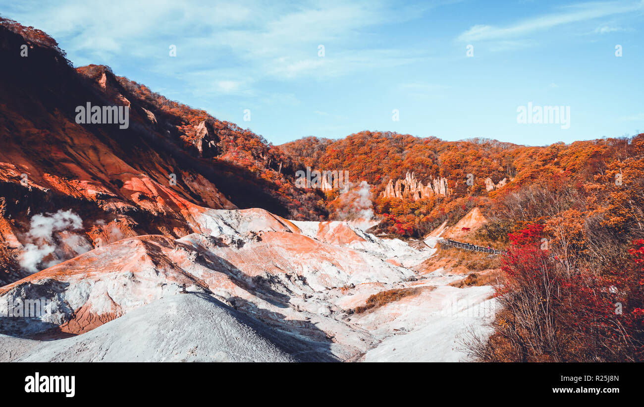 Autumn season at noboribetsu volcano in Hokkaido Japan Stock Photo - Alamy