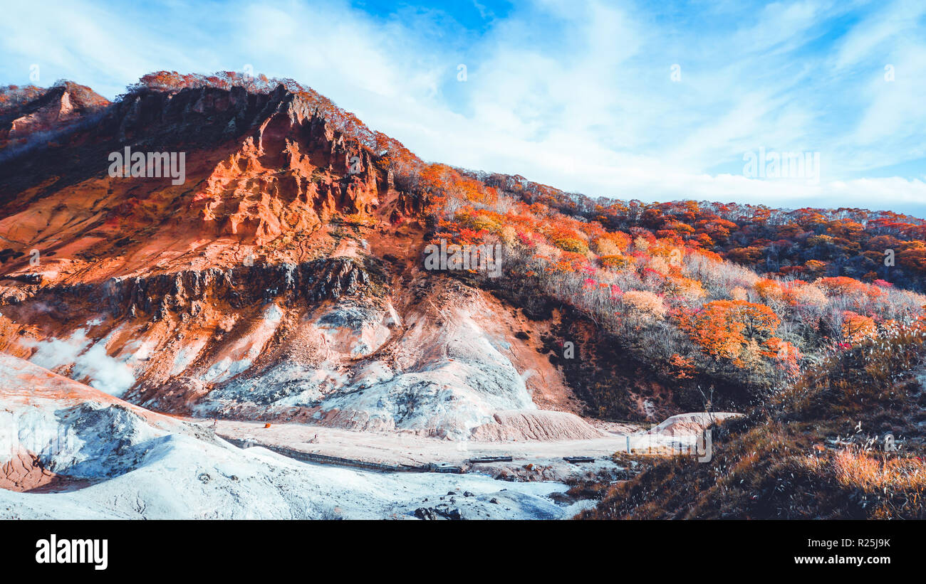 Autumn season at noboribetsu volcano in Hokkaido Japan Stock Photo - Alamy