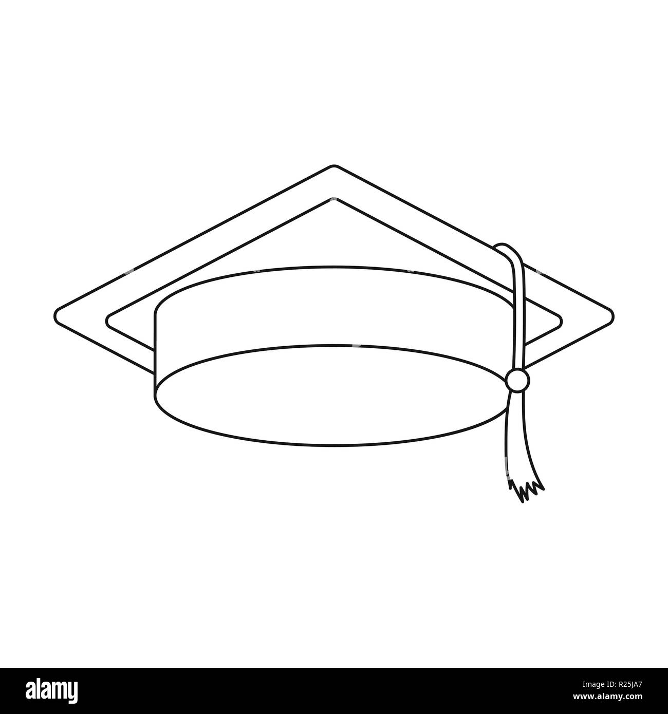 Graduation cap icon in outline style isolated on white background. Hats ...