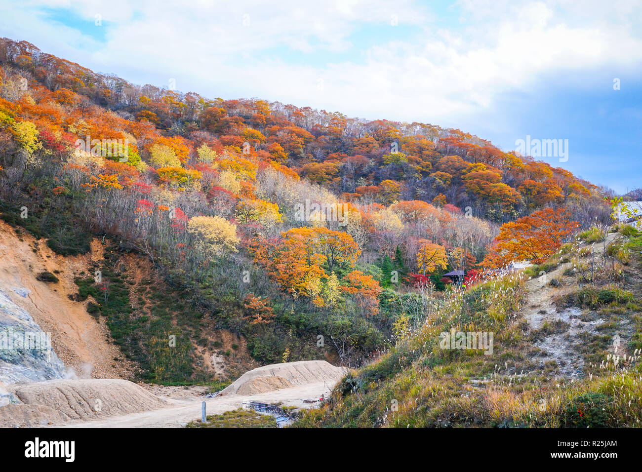 Autumn season at noboribetsu volcano in Hokkaido Japan Stock Photo - Alamy