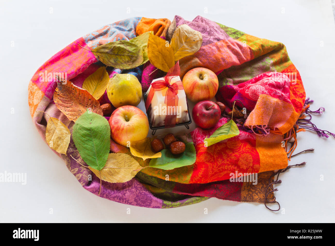 Autumn vibe colors with fruits Stock Photo - Alamy