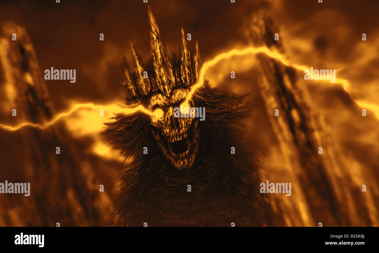 Dark queen with crown with lightning from eyes. Fantasy illustration ...